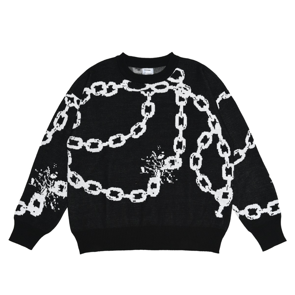Jual Timebomb Cardigan Knitwear | CREWNECK CHAIN BLACK | Shopee Indonesia