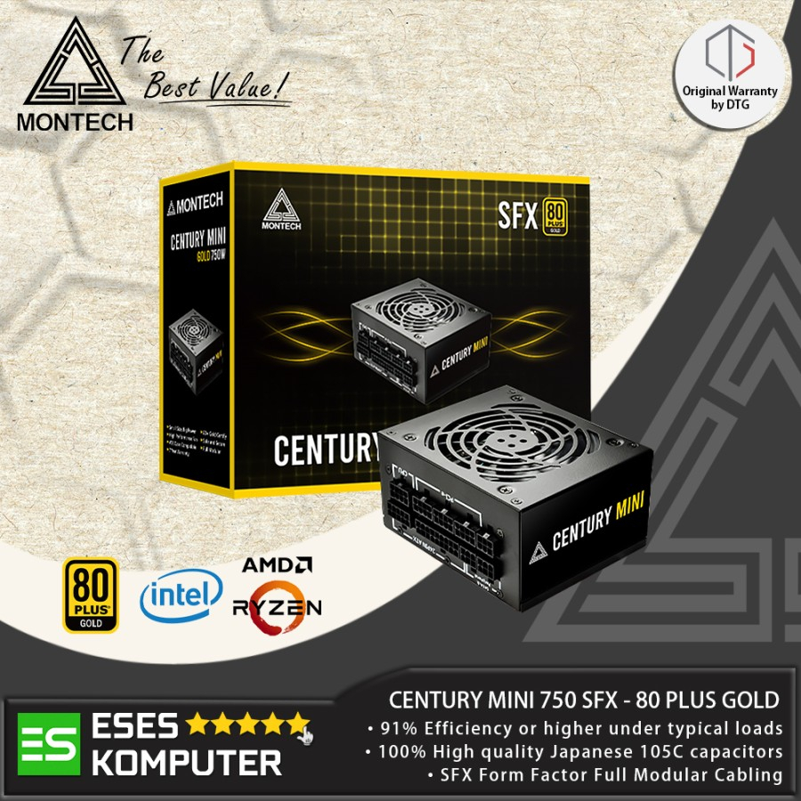 Jual PSU MONTECH CENTURY MINI 750 GOLD | 750W 80 Plus Gold SFX ITX ...