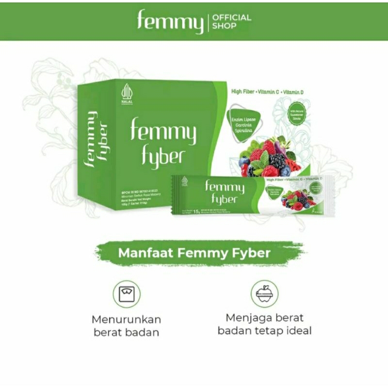 Jual Femmy Fyber High Fiber,Vitamin C,Vitamin D Isi 7 Sachet ORI BPOM ...