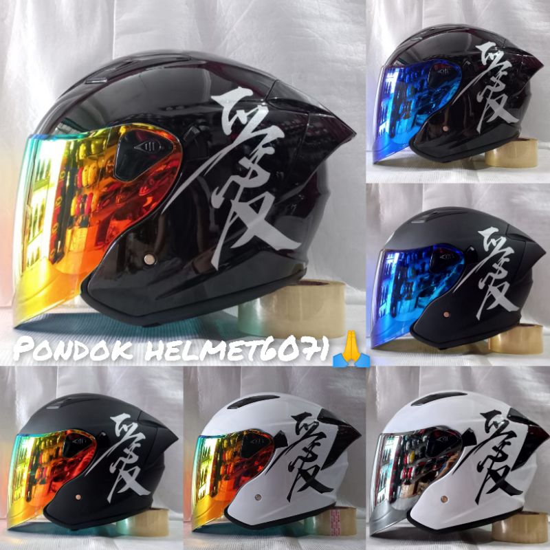 Jual HELM HLAF FACE NHK R1 MAX KANJI #1 BLACK GOLSSY ORIGINAL HELM ...