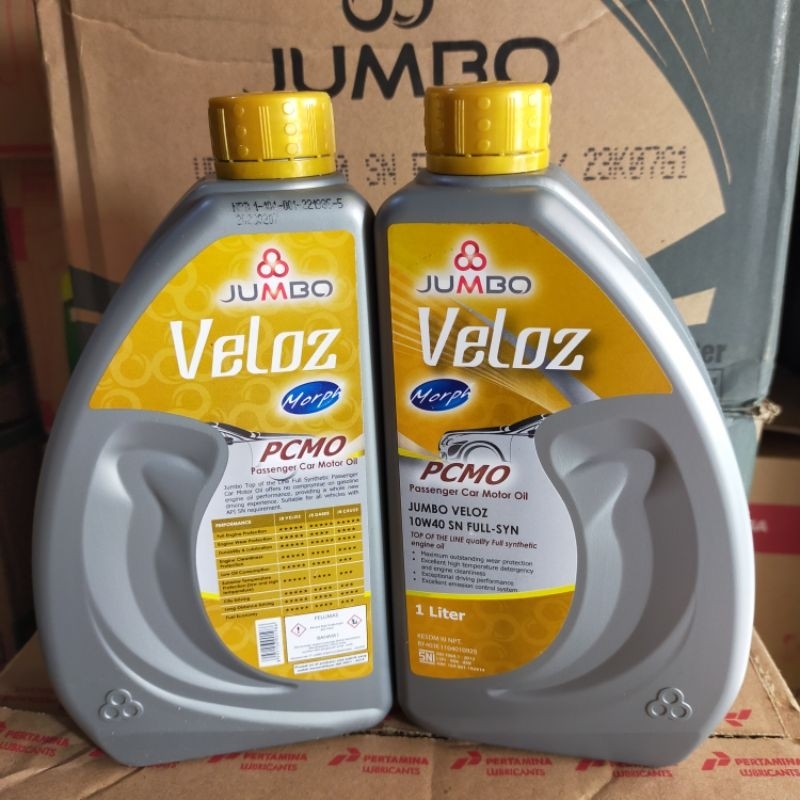 Jual Jumbo Veloz motor oil 10w-40 SN full syn Oli mobil bensin 1 liter ...