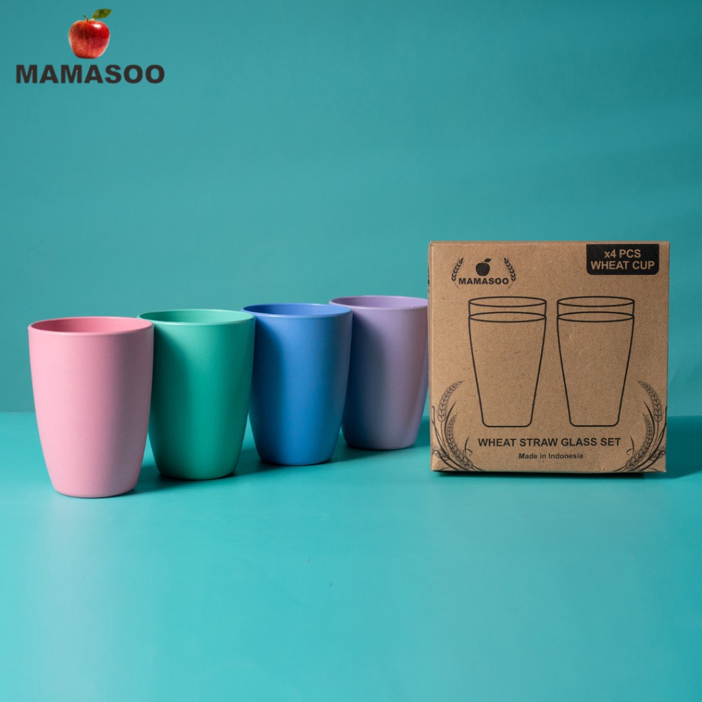 Jual MAMASOO Gelas Set Isi 4 Pcs Gelas Plastik Bahan Jerami/Wheatstraw ...