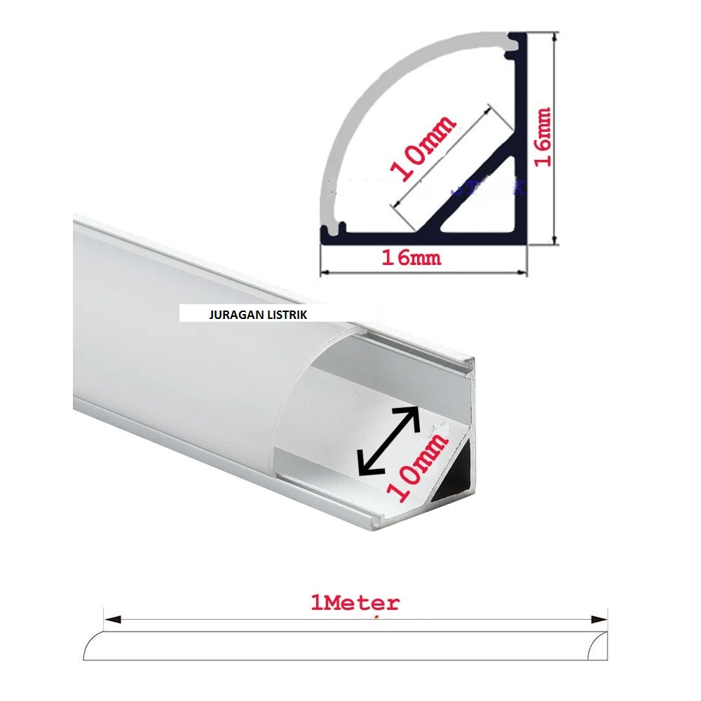 Jual Rumah Lampu Cover LED Strip List Rel Kap Alumunium Acrylic Batang ...