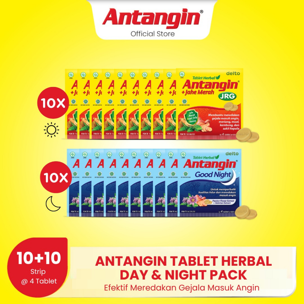 Jual Antangin Tablet Herbal Day & Night Pack (10+10 Strip) | Shopee ...