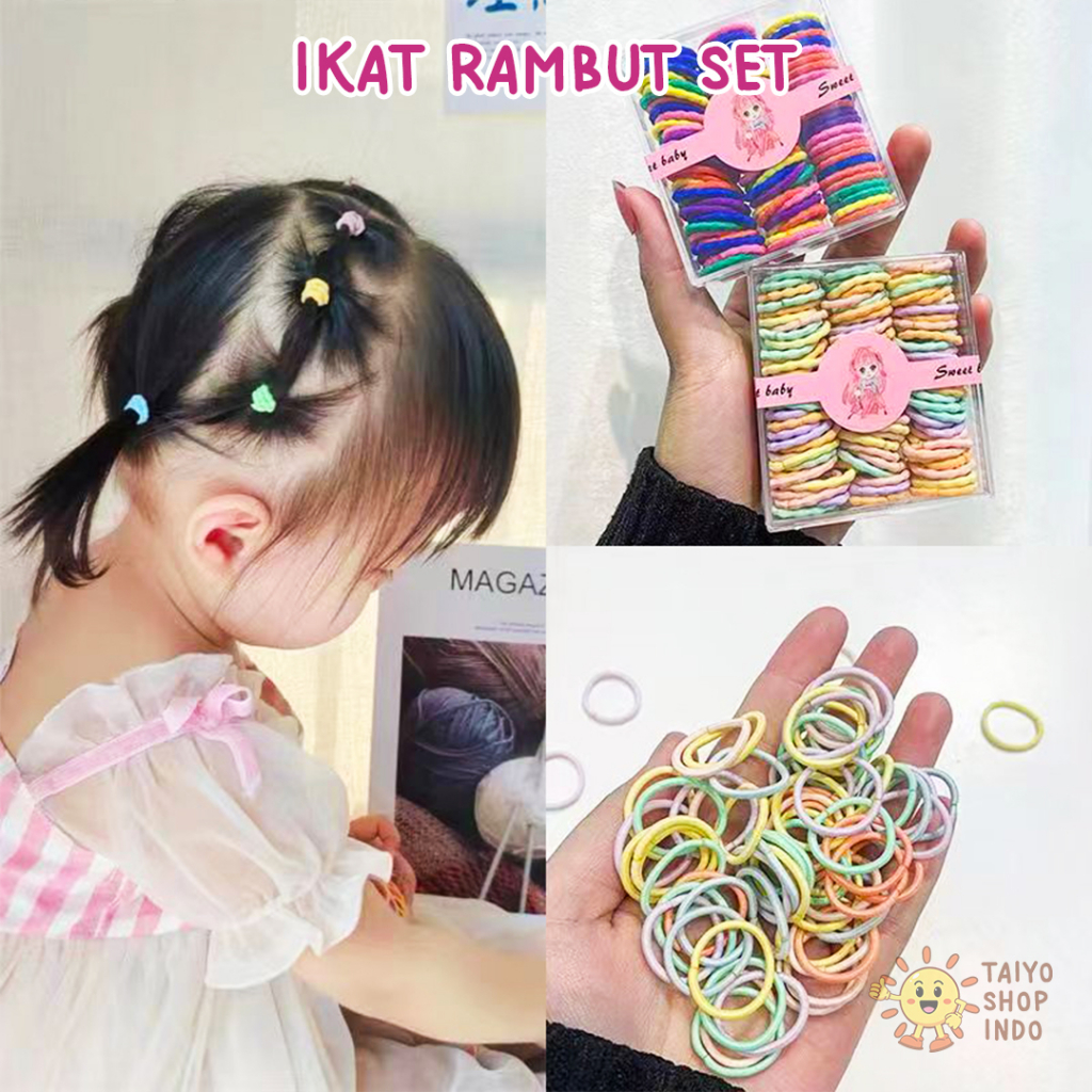 Jual TAIYO Ikat Rambut Kecil Elastis Set Per Box 90 Pcs Kotak Aksesoris ...