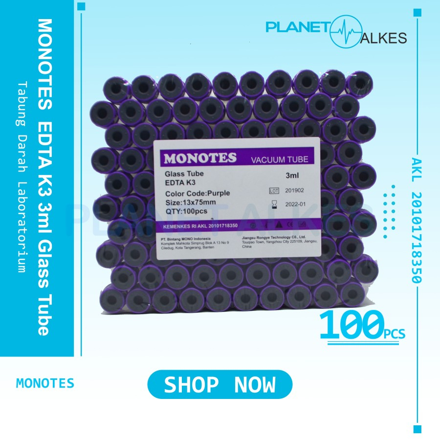 Jual Tabung darah - EDTA 3ml - Vacutainer EDTA Blood Collection Tube ...