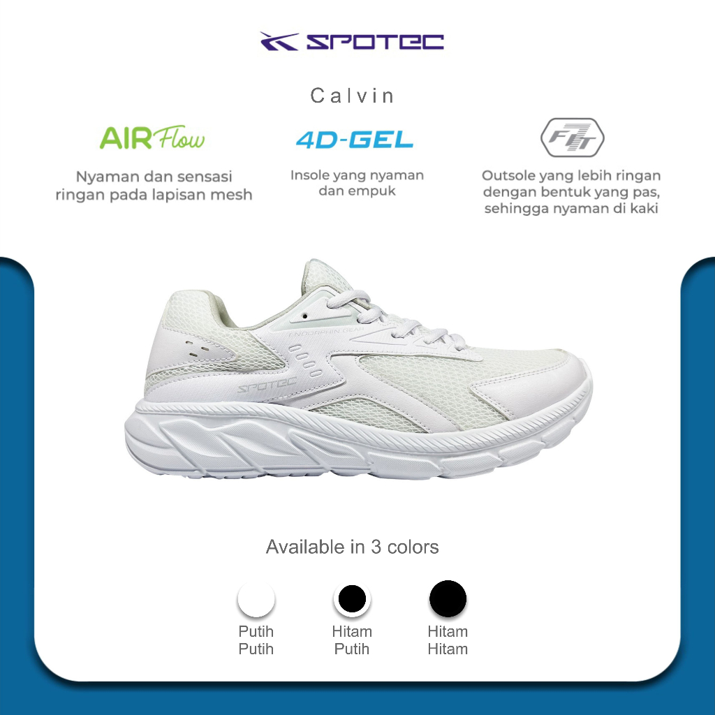 Jual SPOTEC Sepatu STUDENT Artikel CALVIN Putih/Putih | Shopee Indonesia