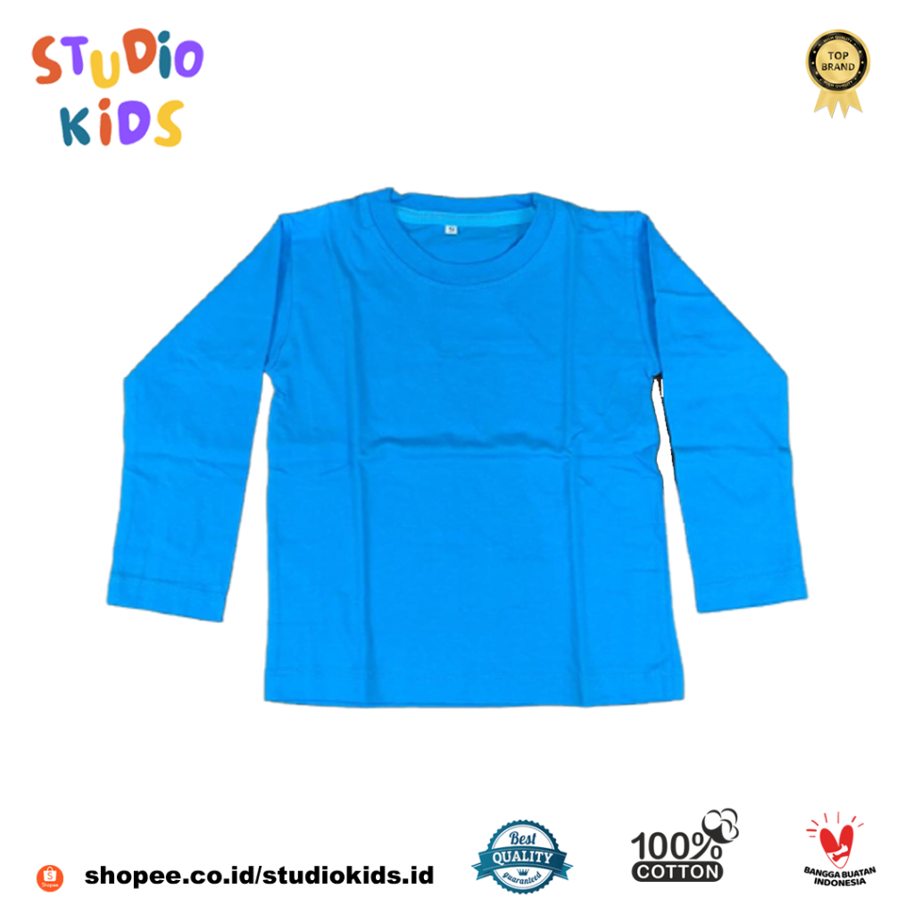 Jual Kaos Polos Anak Lengan Panjang Cotton Combed 24s Premium - Warna Turkish (No 11) Unisex ...