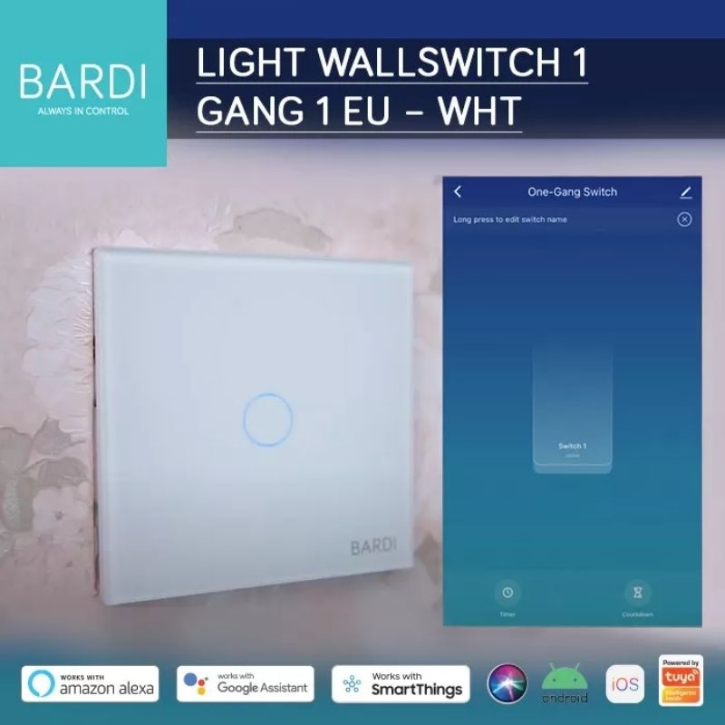 Jual BARDI Smart Wi-Fi Touch Wall Switch - EU 1 Gang - White | Shopee ...