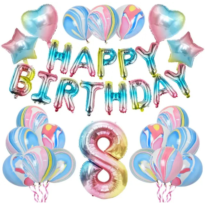 Jual Balon Foil Angka dan Huruf Rainbow Gradiasi 40cm || Balon Nama ...