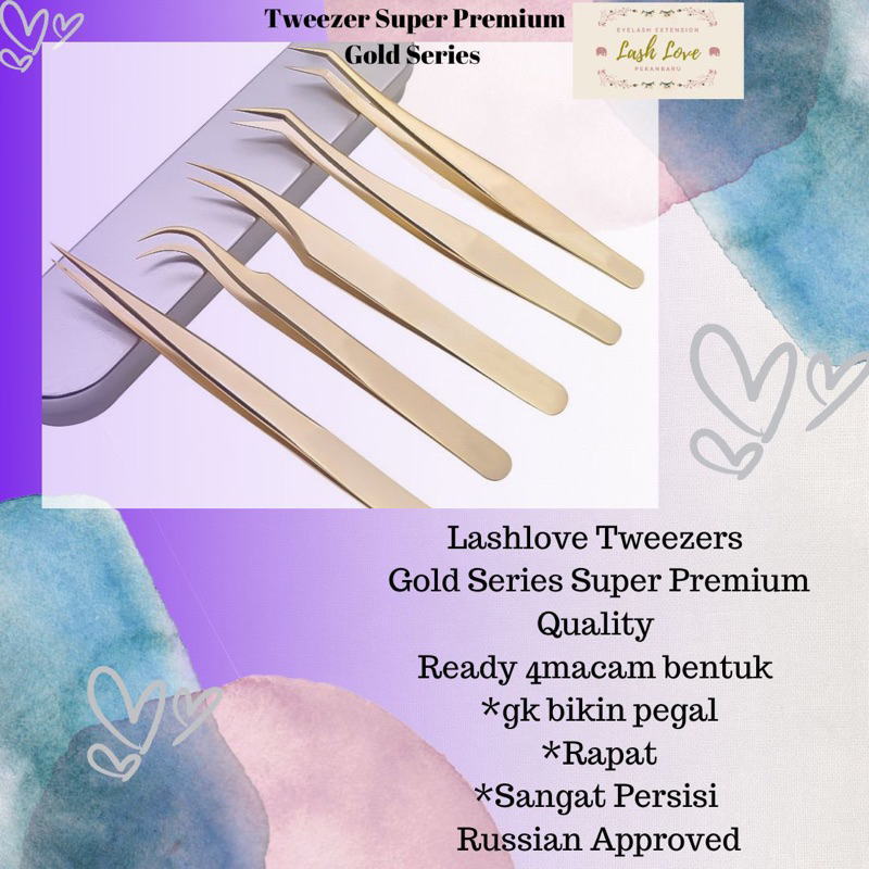 Jual Tweezer Gold premium quality, pinset bengkok curve cangkul eyelash ...