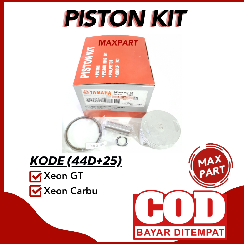 Jual PISTON SEHER KIT SET 44D +25 YAMAHA XEON GT XEON CARBU KARBURATOR ...