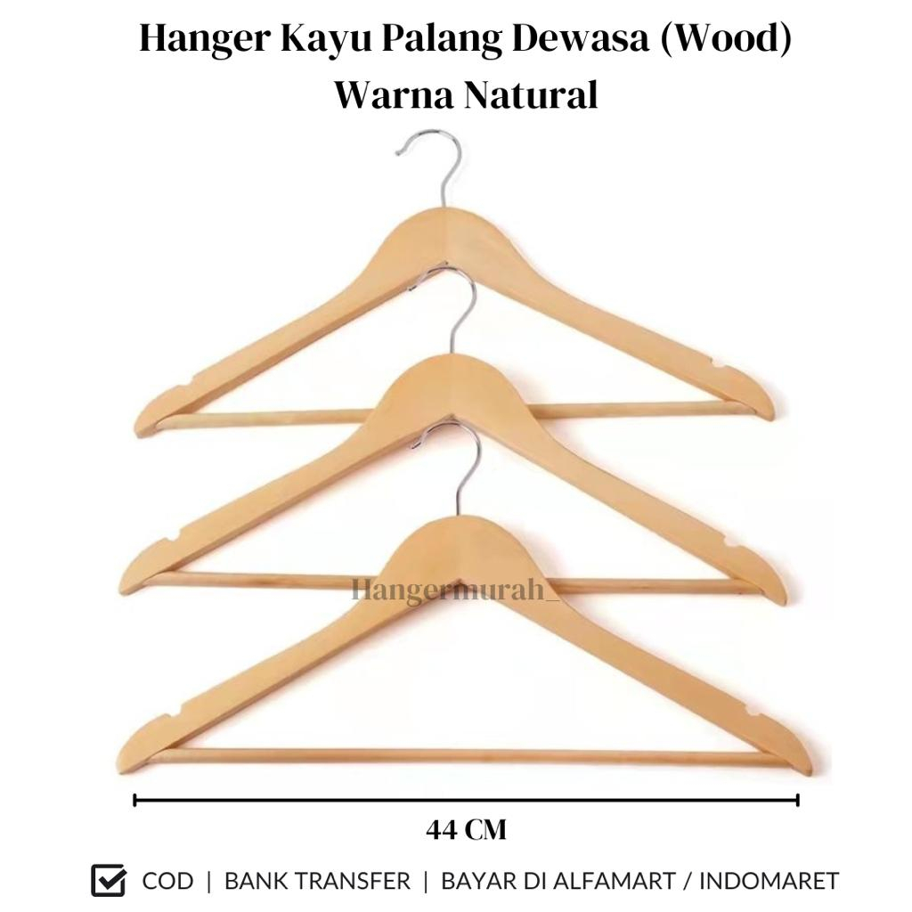 Jual Hanger Kayu Palang Dewasa (Wood) Warna Natural | Gantungan Baju ...