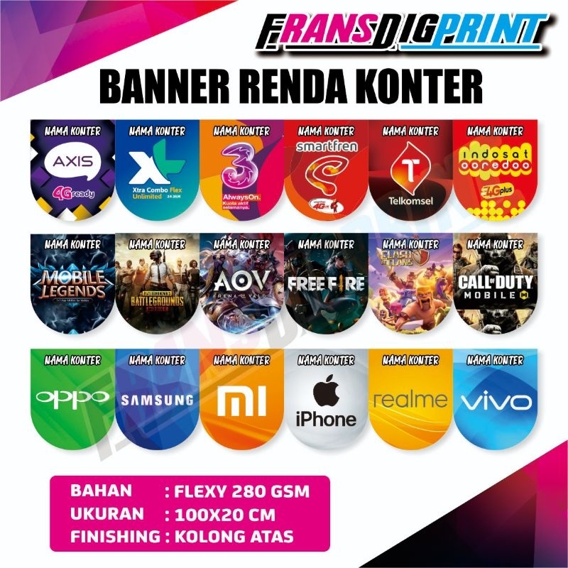 Jual banner konter , renda konter , flag banner | Shopee Indonesia