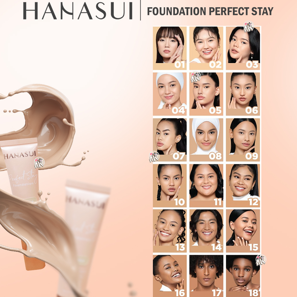 Jual HANASUI FOUNDATION PERFECT STAY 25GR ( READY 18 SHADE COLOR ...