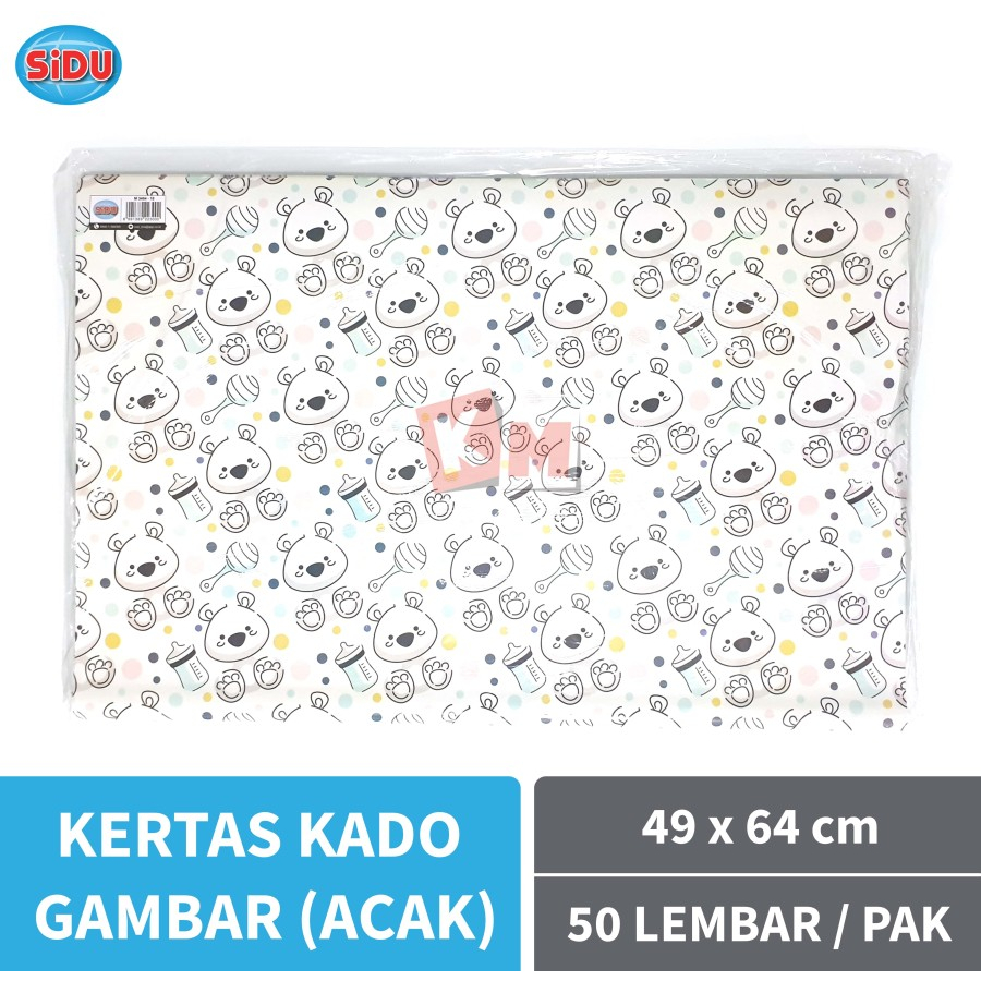Jual Kertas Bungkus Kado Motif Acak SIDU 1 Pak Isi 50 Lembar Sinar ...