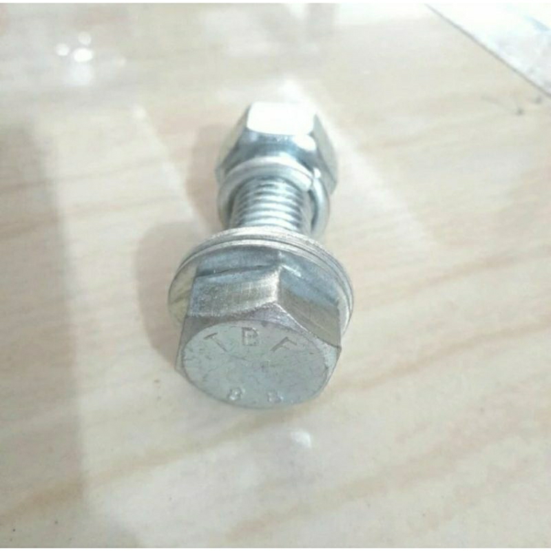 Jual Baut Baja Putih m18×60 + ring Full drat | Shopee Indonesia