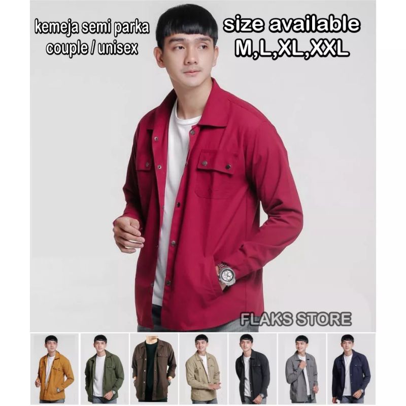 Jual Jaket Semi Parka Couple Set Korean Style - Kemeja Semi Parka Outer ...