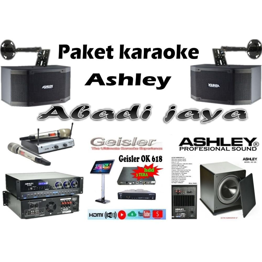 Jual paket karaoke ashley k2310 ashley ka6000 geisler ok618 subwoofer ...