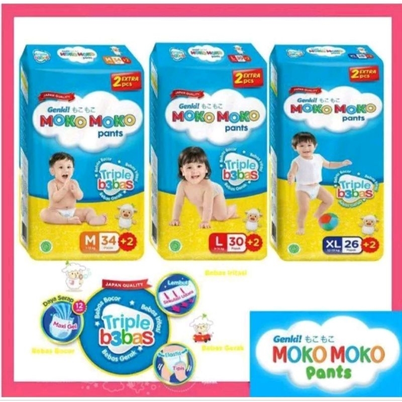 Jual Genki Moko Moko Pants Popok Bayi M32, L28, xL26 | Shopee Indonesia