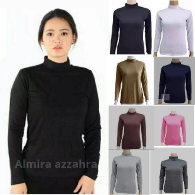 Jual Manset Kaos Wanita Lengan Panjang Bahan Kaos Spandek Turtle Neck ...