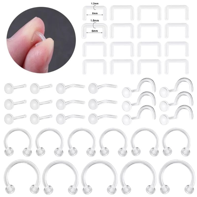 Jual 1PCS / 5PCS Anting Piercing Acrylic Plastic Bening U Shape ...