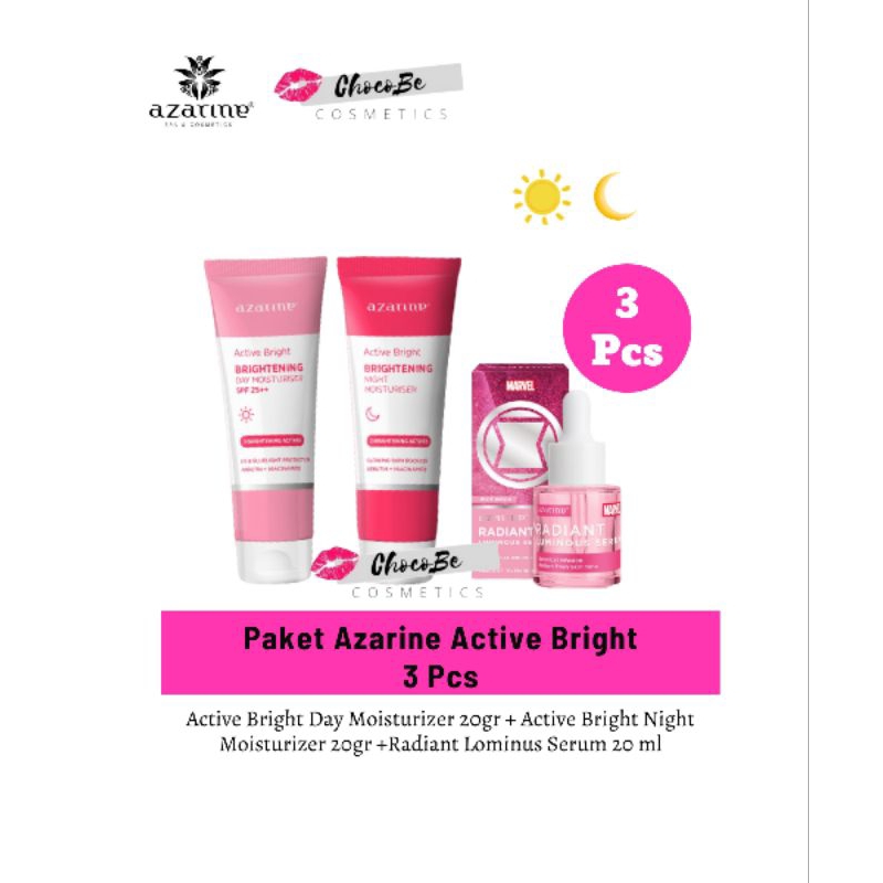 Jual Paket Azarine Active Bright 3 pcs (Day Cream+Night Cream+Serum ...