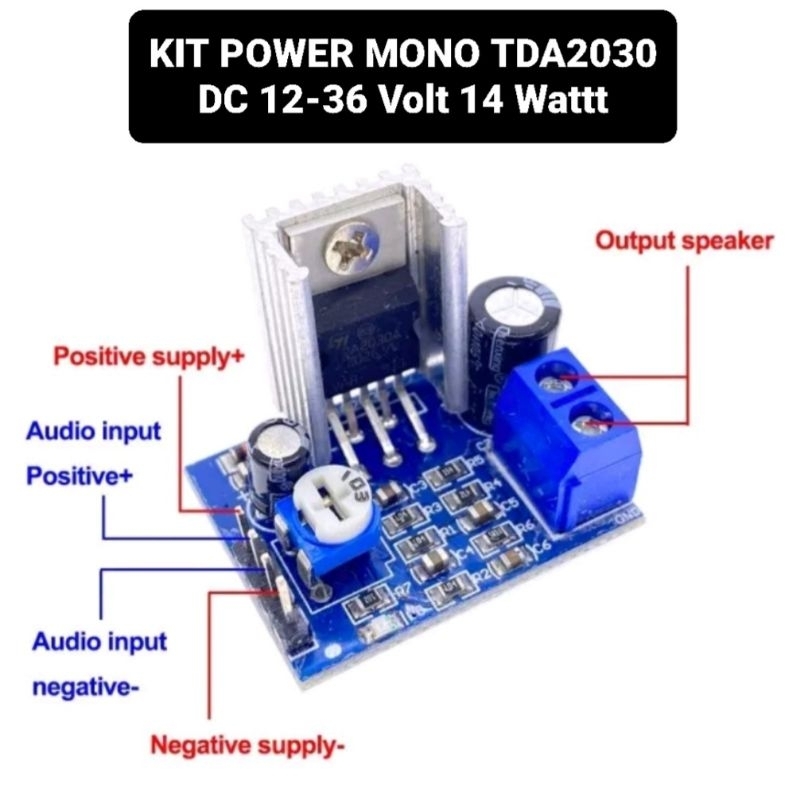 Jual Kit Power Mono TDA2030 DC 12V - 36V 14 Watt Amplifier Mini 12 Volt 2030 | Shopee Indonesia