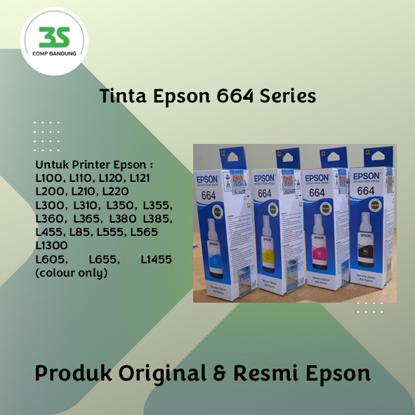 Jual Tinta Epson 664 Series Original Tinta Printer Epson L100 L200 L310 L360 L120 L121 | Shopee ...