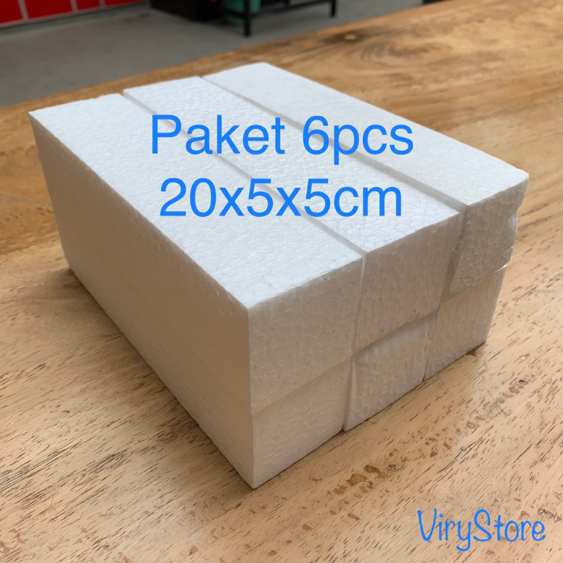 Jual Busa Styrofoam paket 6pcs 5x5x20cm busa kering dekorasi buket uang ...