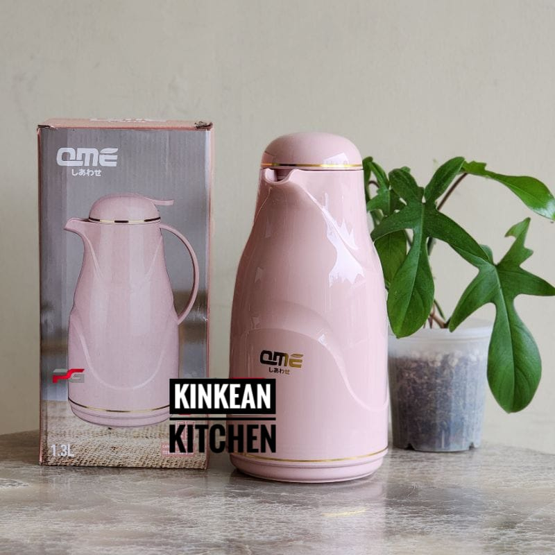 Jual QME 1300ML TERMOS AIR PANAS BAHAN KACA LUAR PLASTIK WATER JUG 1.3 ...