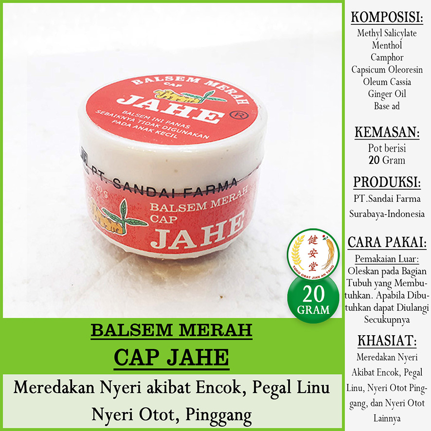 Jual BALSEM MERAH cap JAHE 20 Gram u.Meredakan Nyeri Otot | Shopee ...