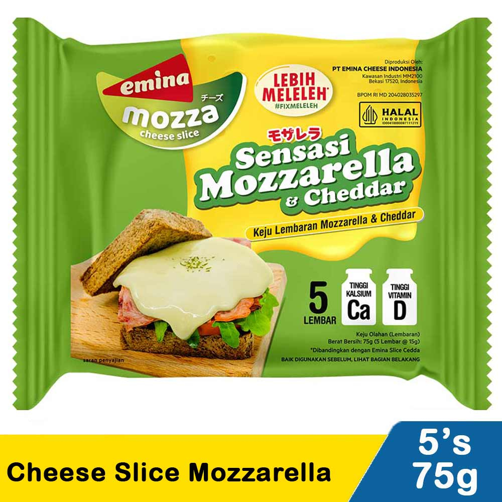 Jual Keju Emina Mozarella Slice Lembaran isi 5pcs 75gr | Shopee Indonesia