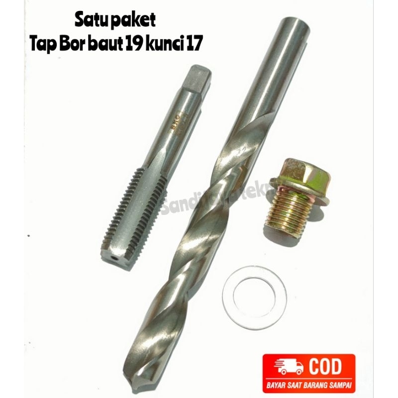 Jual satu paket tap baut oli oversize Honda n Yamaha baut 19 kunci 17 tap m14x1.5 Bor 12.5mm ...