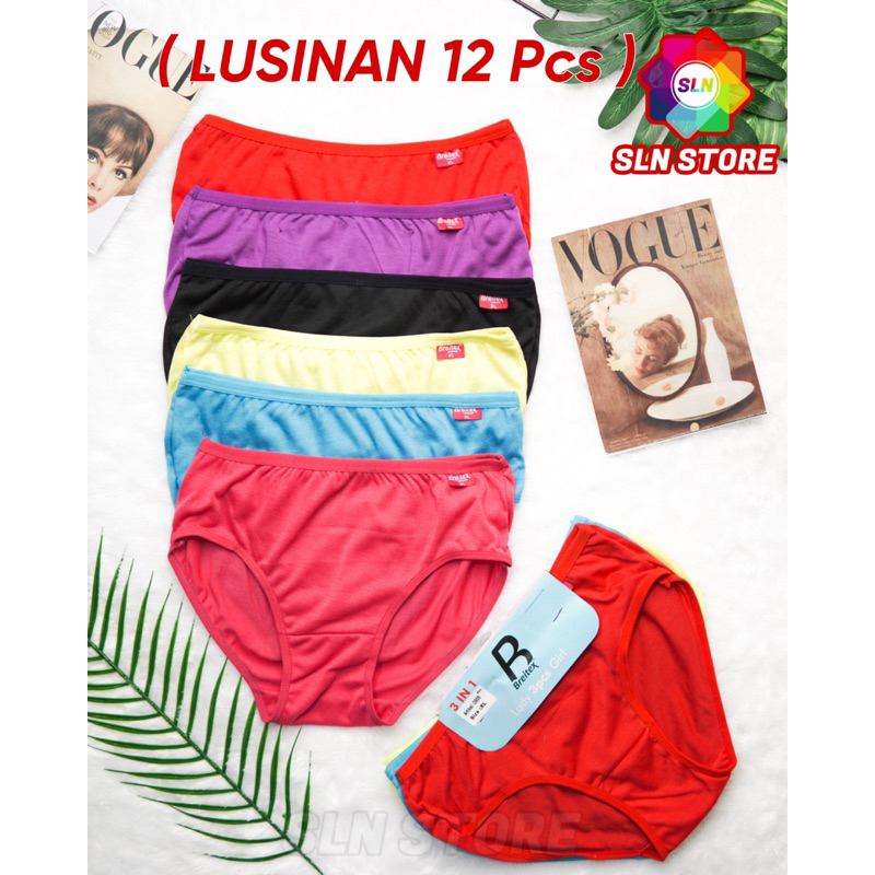 Jual ( 12 Pcs ) CELANA DALAM WANITA BREITEX WARNA SOLID CD PEREMPUAN MURAH GROSIR LUSINAN ...