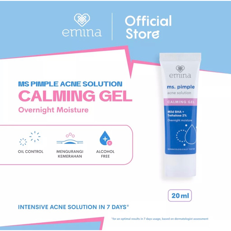 Jual EMINA Ms. Pimple Acne Solution Calming Gel 20ml | Shopee Indonesia
