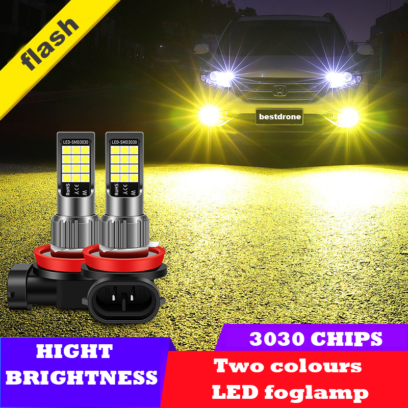 Jual 2Pcs Lampu LED Putih Kuning Hijau H3 H11 9006 9005 H16 HB3 HB4 Two ...