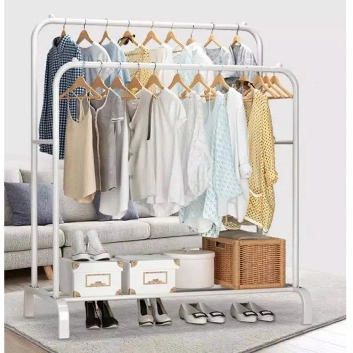 Jual Gantungan Baju Besi Stand Hanger Single-Double Gantungan Baju ...