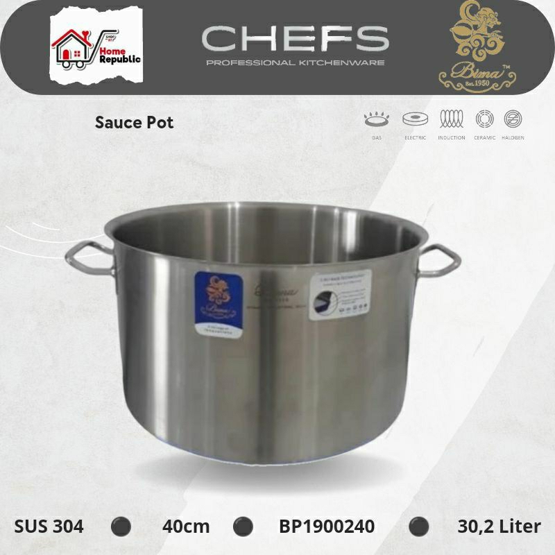 Jual Bima Chefs Sauce Pot 40cm Panci Stainless 304 Panci Resto Saucepot Induksi BP1900240 ...
