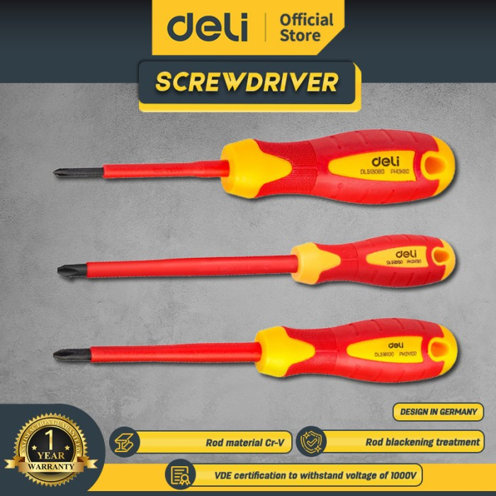 Jual Deli Obeng Listrik Insulasi 1000 Volt / Insulated Phillips Screwdriver EDL51XXXX | Shopee ...