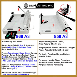 Jual Mesin Pemotong Kertas 1 rim A3 868 - Thick Layer Paper Cutter 868 ...