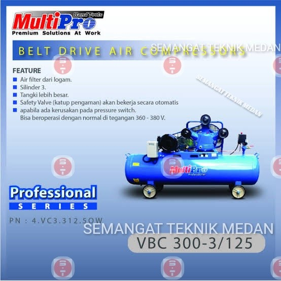 Jual VBC300-3/125 COMPRESSOR KOMPRESOR ANGIN LISTRIK 3HP MULTIPRO VBC ...
