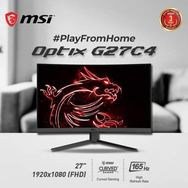 Jual Monitor MSI Optix G27C4 Curved Gaming 165Hz 27 inch | Shopee Indonesia