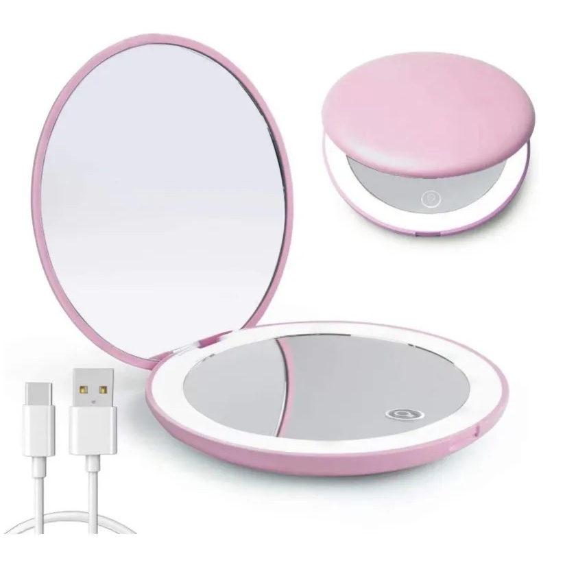 Jual Mirror Lipat Mini Model Touch Screen / Kaca Rias Bulat Lampu LED ...