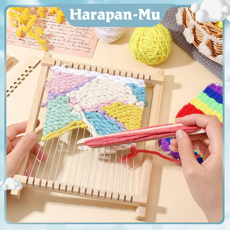 Jual Mini Weaving Kit / Alat Tenun Wooden Weaving Kit Mini Loom Weaving ...