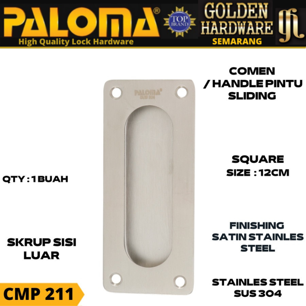 Jual Handle Pintu Sliding PALOMA CMP 211 SQ 12cm | Comen Flush Tanam ...