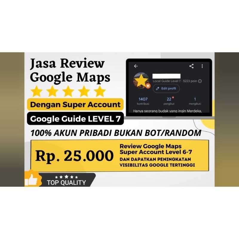 Jual Jasa Review Google Maps - Super Akun Level 7 Google Guide | Shopee Indonesia
