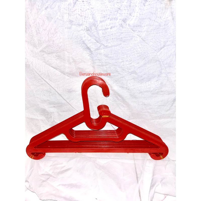 Jual hanger gantungan jemuran baju merah lemari plastik 12pcs EKL ...