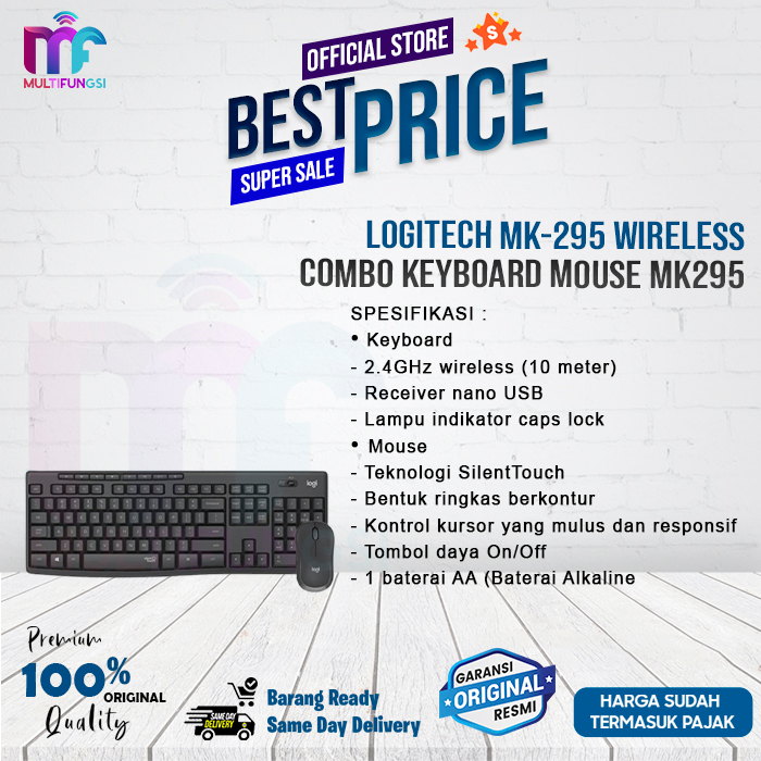 Jual Keyboard Mouse Logitech MK295 MK-295 Wireless Combo Original ...