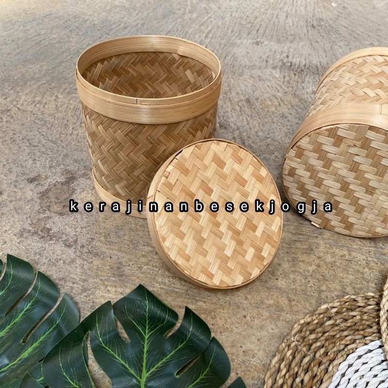 Jual TOPLES BAMBU D 15CM TINGGI 15CM + HIASAN PERSIS MUAT TOPLES BULAT ...